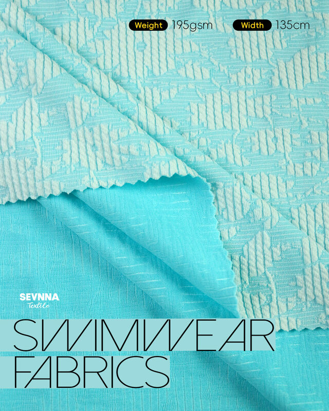 Premium Textured Swim Fabric with 135cm Width 195gsm Weight and 50% ...