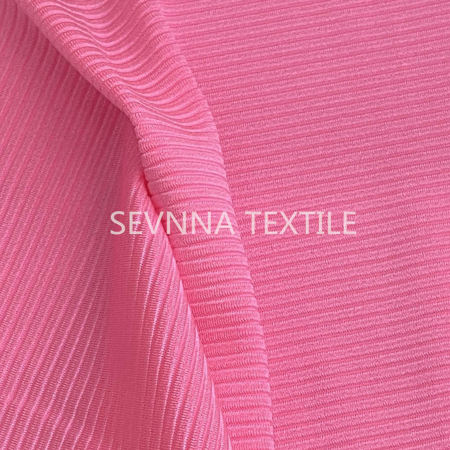 Sustainbale Rib Recycled Polyester Swimwear Fabric 210gsm Pink